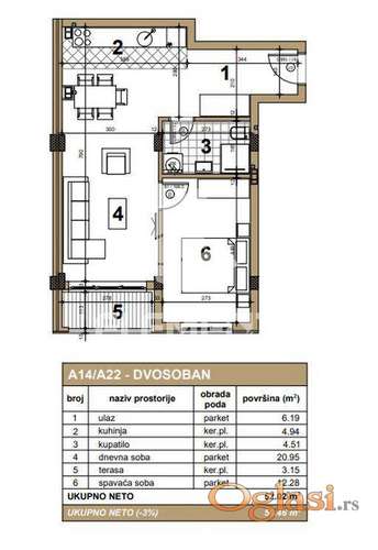 Prodaje se dvosoban stan u novogradnji! ID#1038