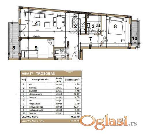 Odlican trosoban stan, odmah useljiv! UKNJIŽEN! ID#1035