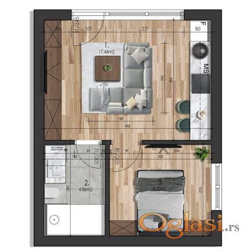 Stan NOVI SAD,TELEP,kv: 30, € 73150, ID: 1019175
