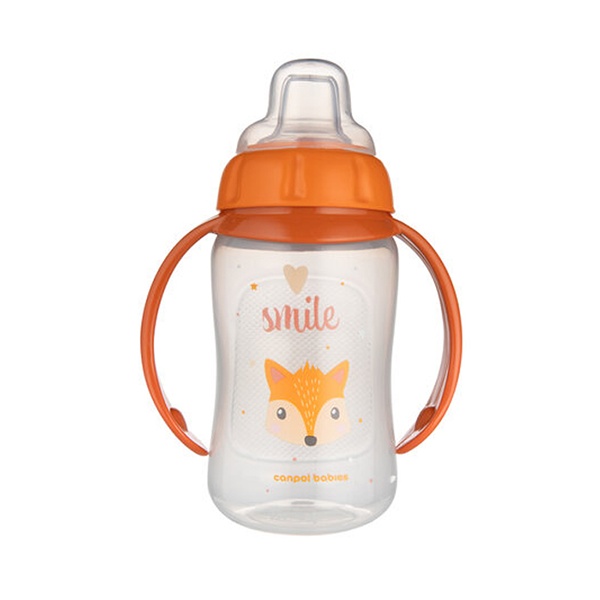 Šolja Sa Kljunom I Ručkama 320ml Narandžasta Canpol Babies Happy Animals 56/512_ora