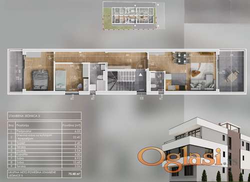 Savremena novogradnja u manjem stambenom objektu
