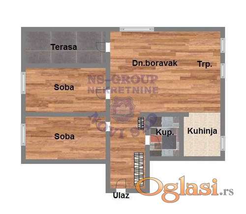 Trosoban 66m2 Telep
