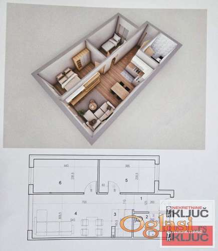 NAJLON PIJACA, 47m2, Dvoiposoban,pred useljenjem,sa pdv i parking mestom