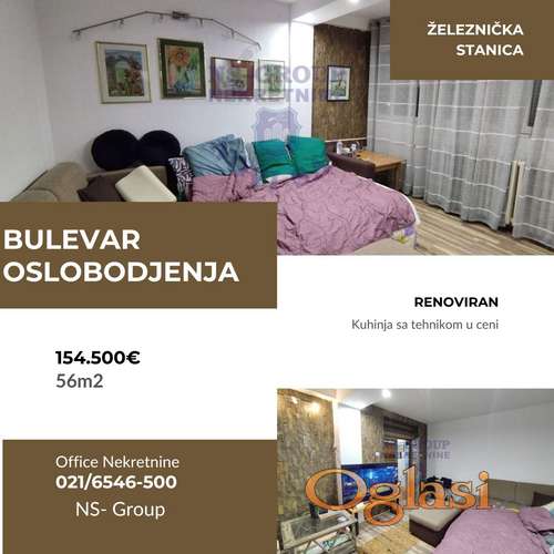 Trosoban stan sa proširenim dnevnim boravkom, 56m2, Železnička stanica