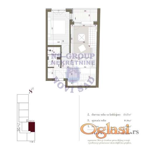 Dvosoban stan. 43m2, Telep