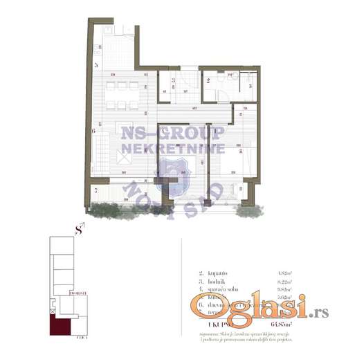 Trosoban stan od 65m2, Telep