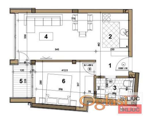 CENTAR, 46m2, Dvosoban sa pdv, Blizina Pešačke zone