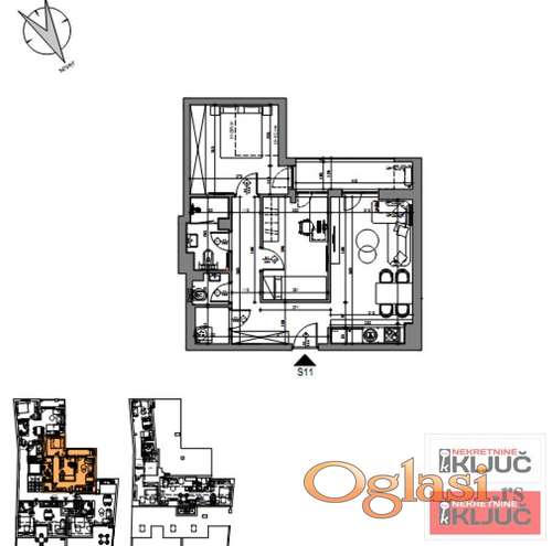 CENTAR-PEŠAČKA ZONA, 62m2, Dvoiposoban sa pdv
