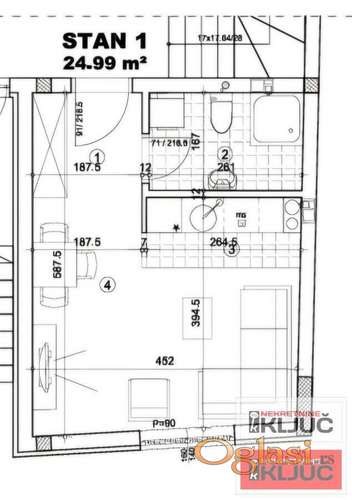 SOCIJALNO, 25m2, Garsonjera sa pdv