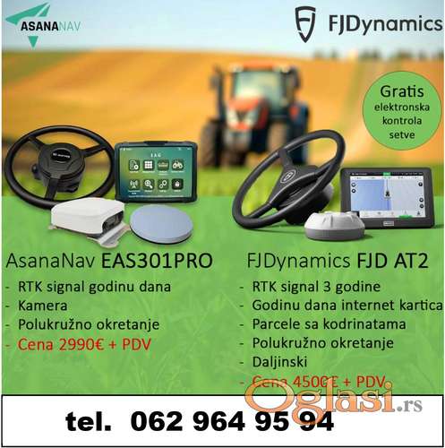 FJ dynamics AT2 auto pilon navigacija I ASANA NAV 301 EA PRO i kontrole setve