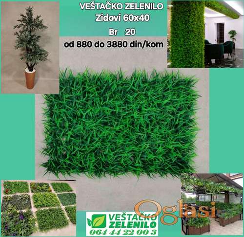 Veštački zeleni zidovi 20(60x40) 1280 din/kom