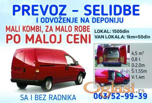 MANJI KOMBI ZA MALO ROBE PO MALOJ CENI (prevoz-selidbe)