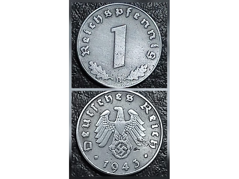 Nemačka 1 Reichspfennig 1943 B – original (Treći rajh)