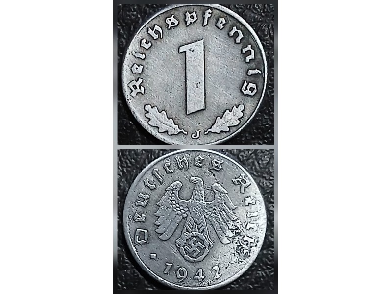 Nemačka 1 Reichspfennig 1942 J – original (Treći rajh)