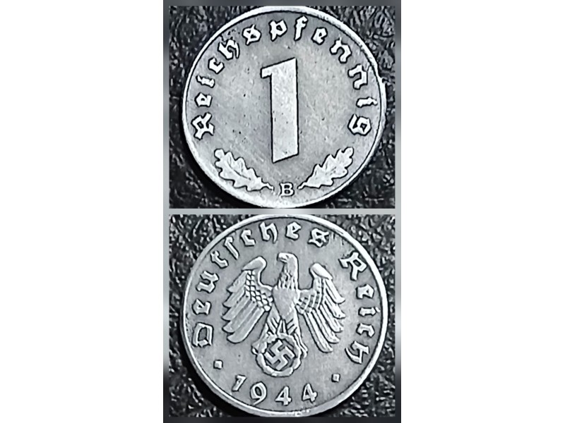 Nemačka 1 Reichspfennig 1944 B – original (Treći rajh)