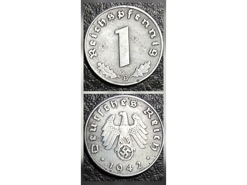 Nemačka 1 Reichspfennig 1942 B – original (Treći rajh)