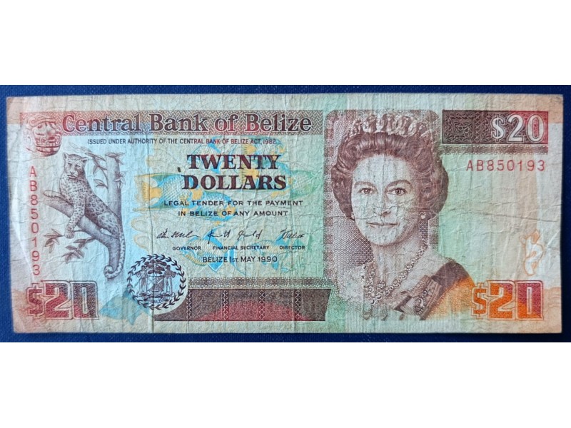 Belize - 20 dolara - 1990