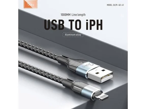 Kabel KONFULON Joko DL40 3A, 120W, USB na iPhone Lightning sivi 1m