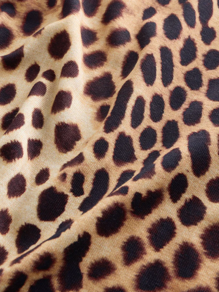 Leopard Print - Džersi Tvist majica kratkih rukava letnja Haljina
