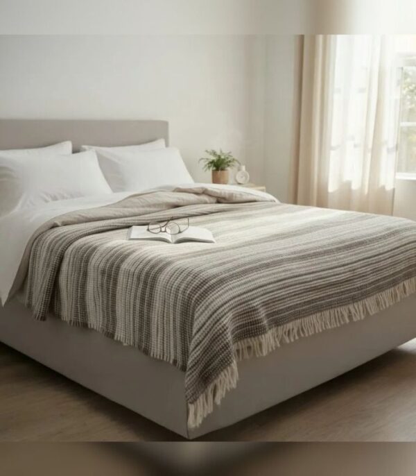 Ćebe waffle sa resicama BEIGE LINEN WEAVE 180×200