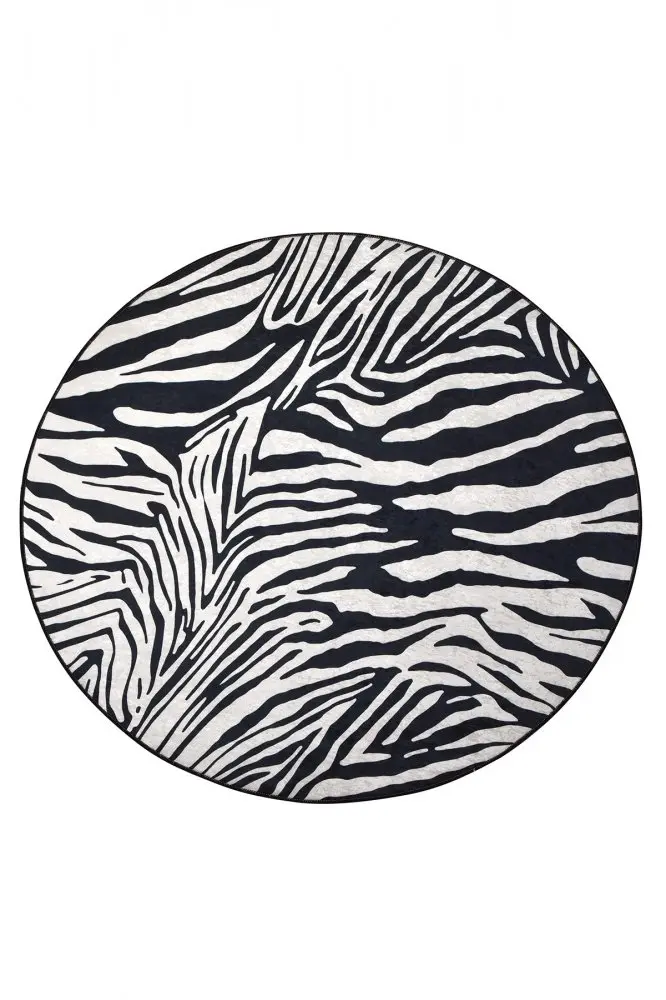 Conceptum Hypnose Tepih Zebra, O140 cm, Crno-beli