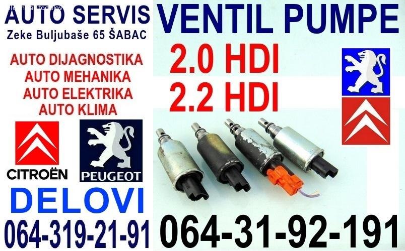 VENTIL PUMPE 2,0 HDI - 2,2 HDI PEŽO CITROEN PEUGEOT