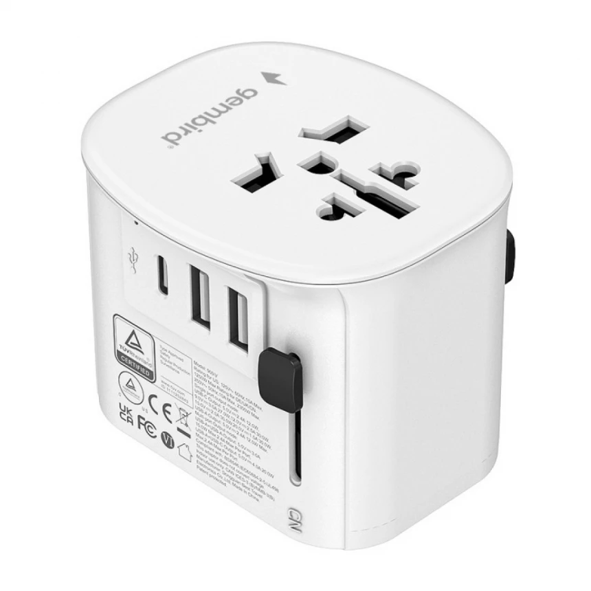 Travel adapter TPA-EU2A1C15-01-W Gembird Univerzalni, sa uzemljenjem 15W