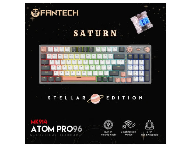 Fantech MK914 RGB Atom Pro96 Saturn (blue switch) mehanička bežična gejmerska tastatura siva
