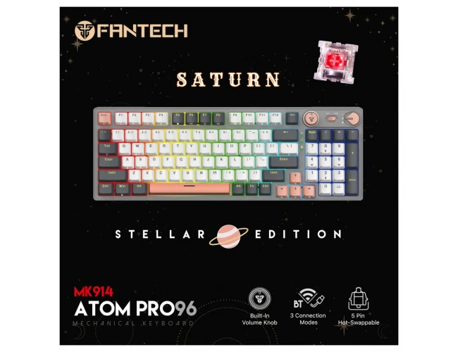 Fantech MK914 RGB Atom Pro96 (red switch) mehanička bežična gejmerska tastatura siva