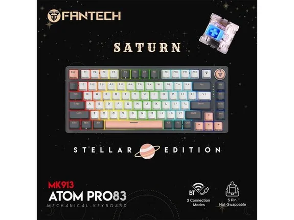 Tastatura mehanicka Gaming Fantech MK913 RGB Atom PRO83 Wireless Saturn (BLUE switch)