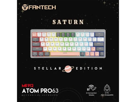 Tastatura Mehanicka Gaming Fantech MK912 RGB ATOM PRO63 Wireless Saturn (red switch)