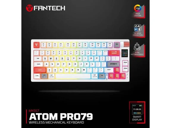 Tastatura mehanicka Gaming Fantech MK917 RGB Atom PRO79 Wireless bela (blue switch)