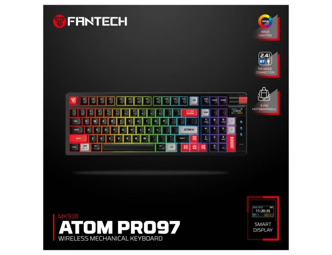Fantech MK918 RGB Atom Pro97 (red switch) mehanička bežična gejmerska tastatura crna
