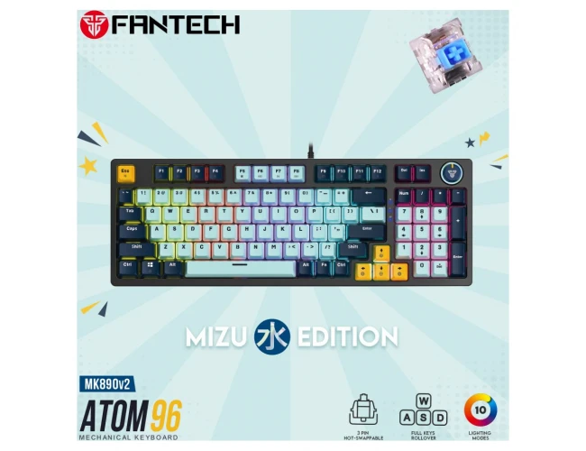 Fantech MK890 RGB Atom MK96 SkyBlue (blue switch) mehanička gejmerska tastatura plava