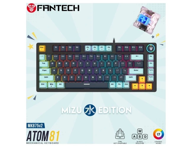 Fantech MK875 RGB Atom 81 Navy (blue switch) mehanička gejmerska tastatura plava
