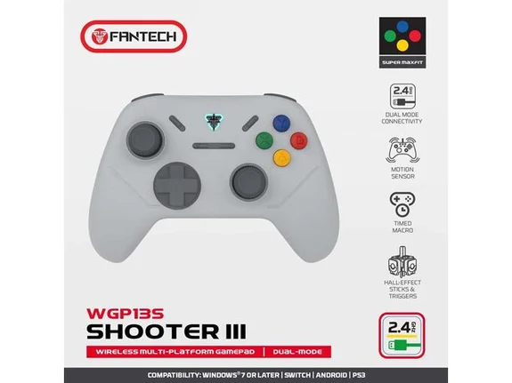 Joypad wireless Fantech WGP13s Shooter III Super Maxfit sivi