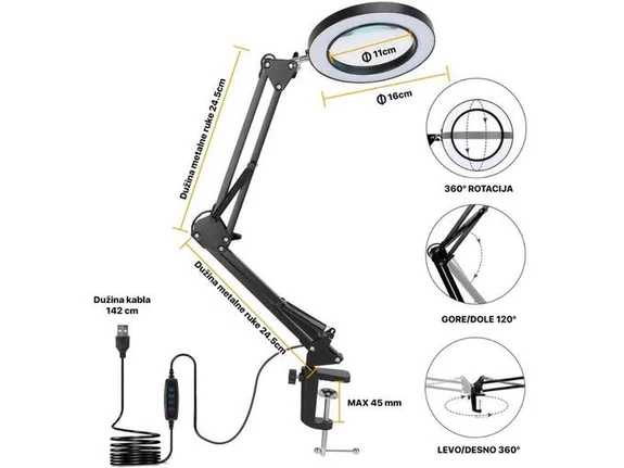 Stona LED lampa sa lupom HQ