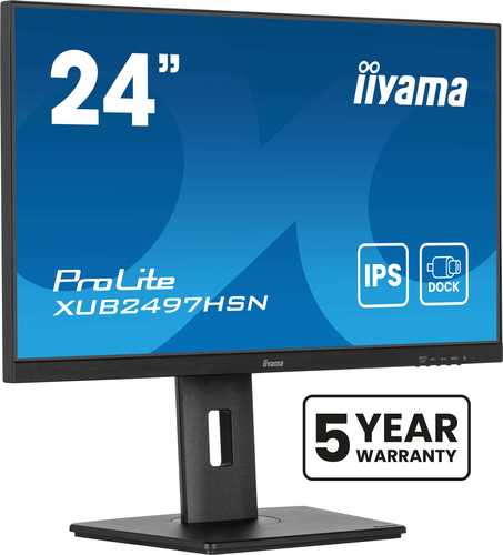 IIYAMA Monitor LED XUB2497HSN-B2 23.8" IPS 1920 x 1080 @100Hz 16:9 300 cd/m² 1300:1 1ms HDMI DP USB-C Docking 65W, RJ45, height, swivel, tilt, pivot (rotation both sides) Speakers