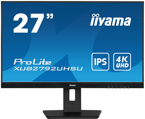IIYAMA 27" ETE IPS-panel, 3840x2160 UHD, 4ms, 15cm height adj. stand, 300cd/m², DVI, HDMI, DisplayPort, Speakers, USB-HUB 2x 3.0