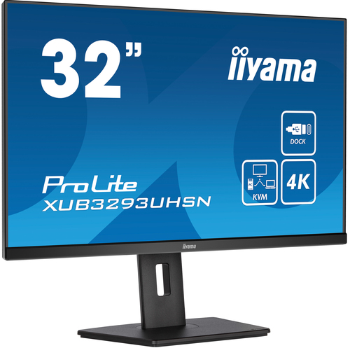 Iiyama ProLite XUB3293UHSN-B5LED monitor 32" (31.5" viewable) 3840 x 2160 4K @ 60 Hz IPS 350 cd/m² 1000:1 4 ms HDMI DisplayPort USB-C speakers matte black