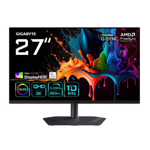 27" 360Hz QHD 2560x1440 QD-OLED, HDR Peak 1000 Nits, G-Sync Compatible, AMD FreeSync Premium Pro, OLED VRR Anti-Flicker, KVM