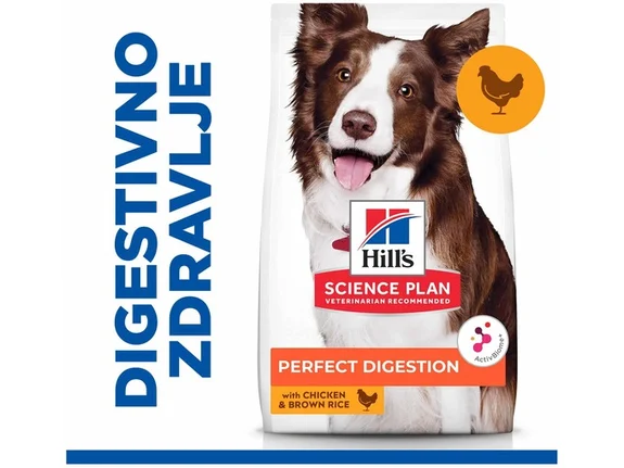 Hill's science plan Hrana za pse Perfect digestion medium adult piletina i smeđI pirinač 14 kg