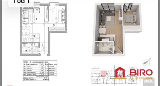 Nov jednoiposoban stan na Banjici 38 m2