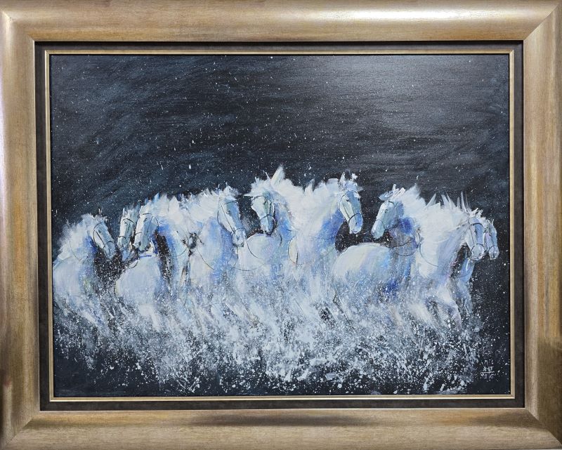 Galop 5, Dragan Tasić, akril na lesonitu, sa 78×98 cm, bez 60×80 cm, sertifikat, 38940 dinara