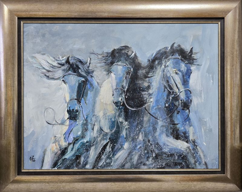Galop 4, Dragan Tasić, akril na lesonitu, sa 78×98 cm, bez 60×80 cm, sertifikat, 38940 dinara