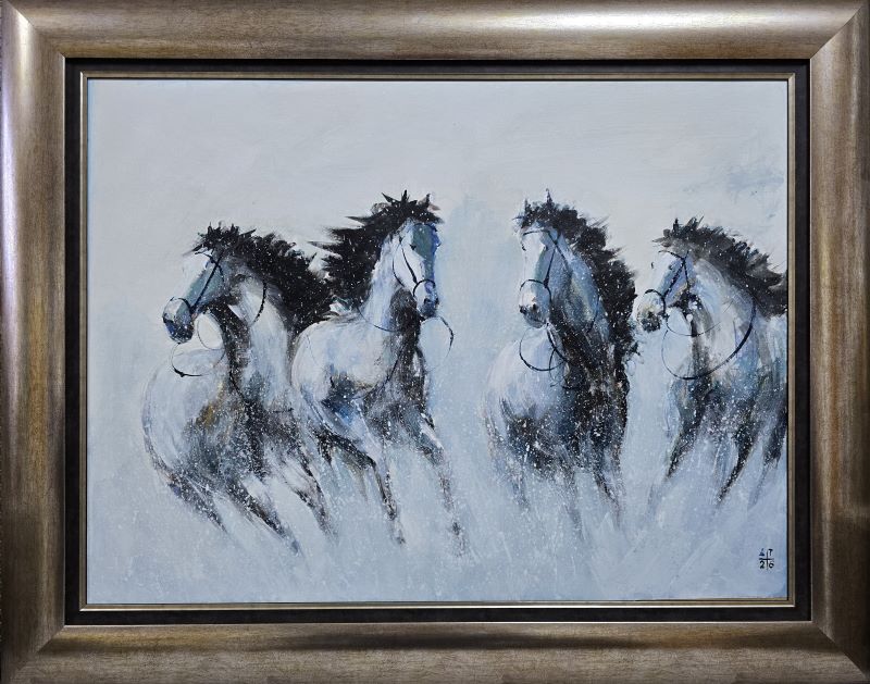Galop 1, Dragan Tasić, akril na lesonitu, sa 78×98 cm, bez 60×80 cm, sertifikat, 38940 dinara