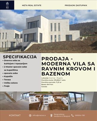 Moderna vila sa ravnim krovom i bazenom
