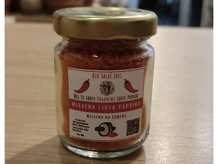 Ljuta Mlevena Paprika iz Organskog Uzgoja Bio Salaš Idei 30gr