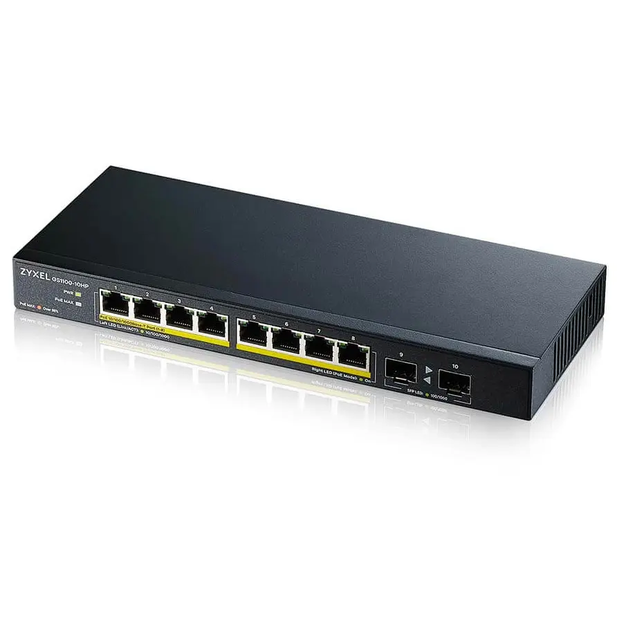 Zyxel GS1100-10HP - 8-portni Gigabit PoE+ neupravljani switch sa GbE/SFP uplinkom