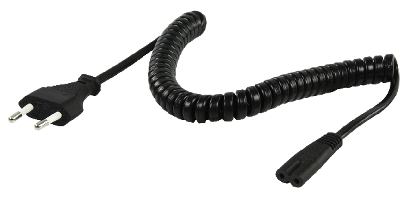 Kabl za napajanje, 2x0.75mm², EURO viljuška na C7, spiralni